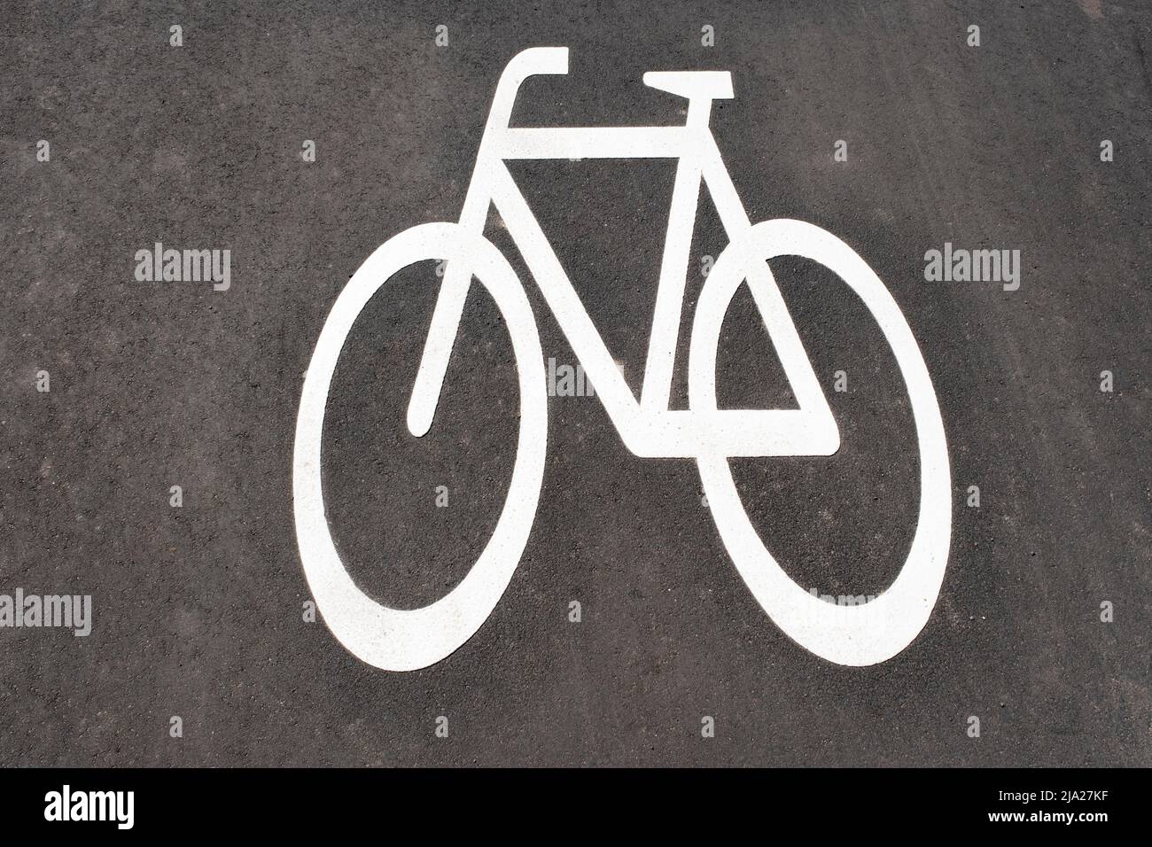 Cycle path, pictogram on asphalt, North Rhine-Westphalia, Germany Stock ...