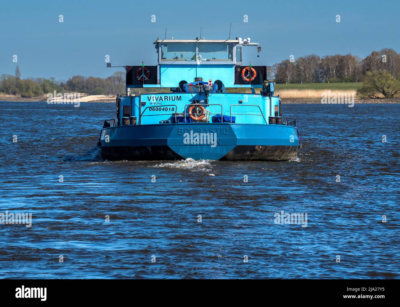 Barge on the Elbe, transport, logistics, professional navigation, ship ...