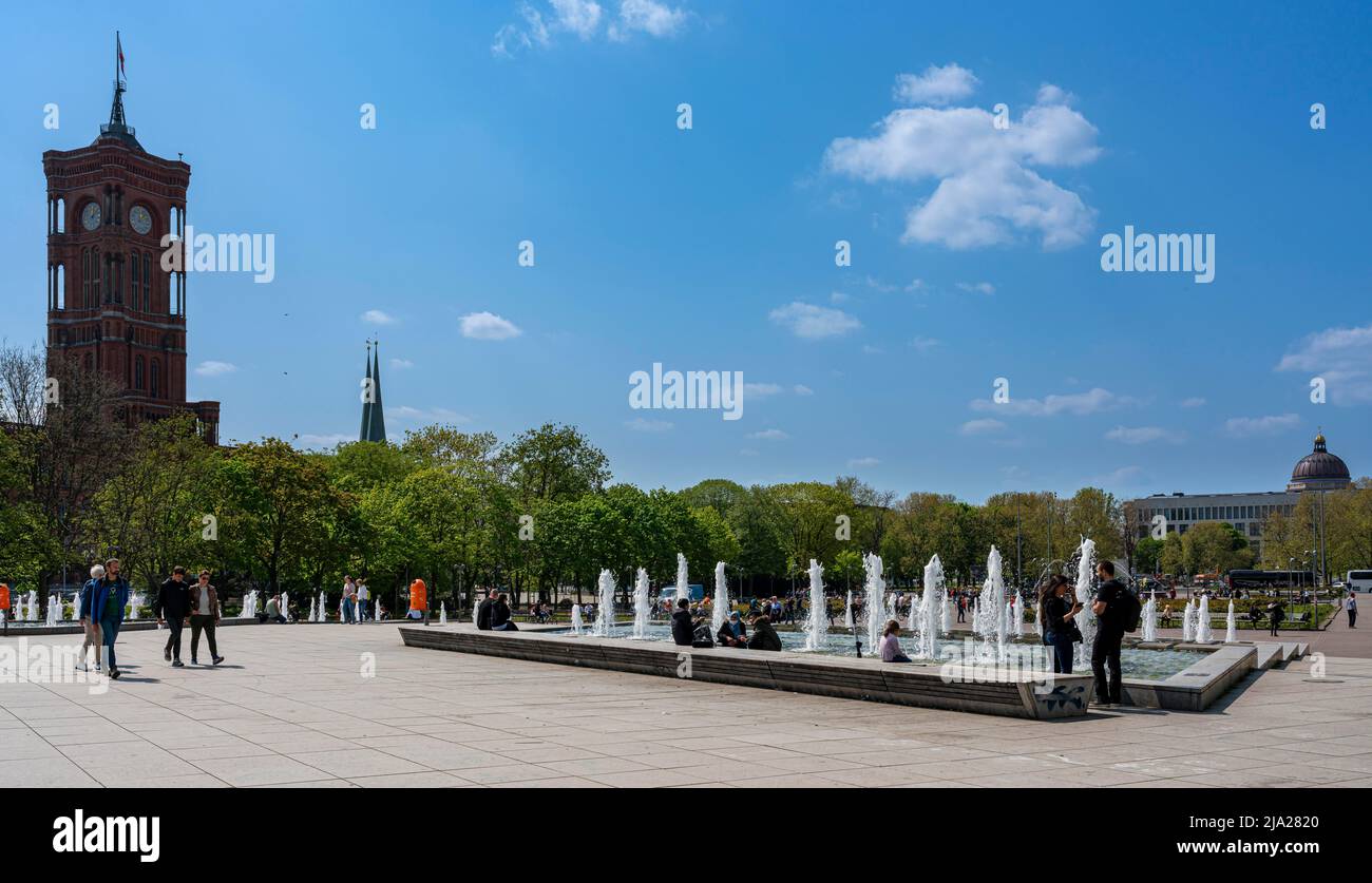 Fountains and water fountains at Alexanderplatz, Berlin, Germany Stock ...