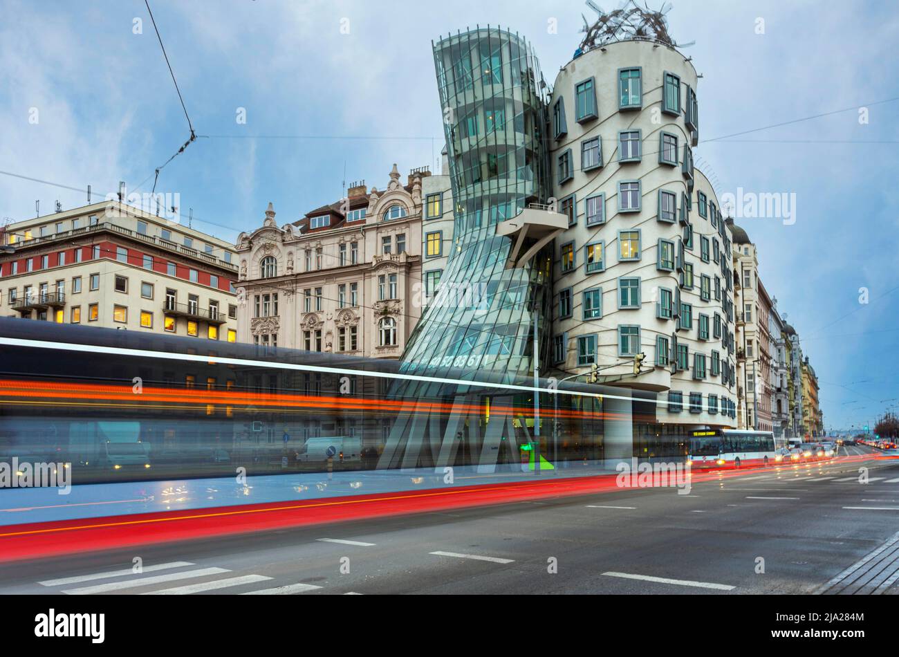 Moving tram in the Old Town of Prague, Czech Republic Stock Photo - Alamy