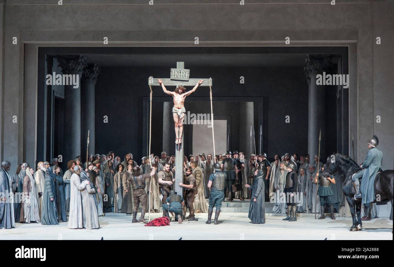 Passion Play Oberammergau 2022, Crucifixion of Jesus and Erection of the Cross, Oberammergau ...