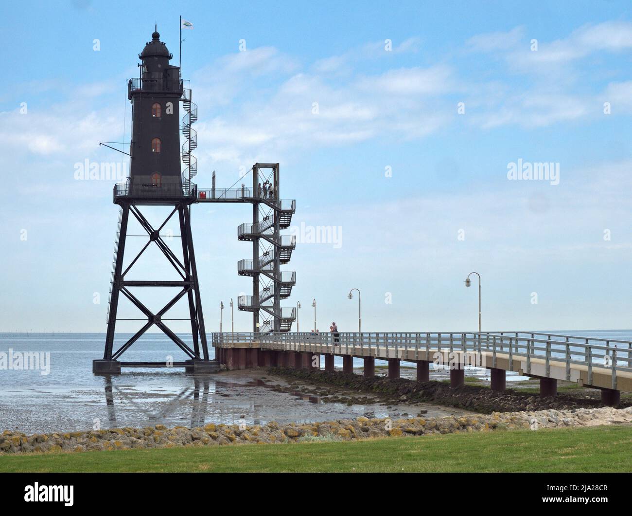 The lighthouse Obereversand in the area of the Weser estuary into the ...