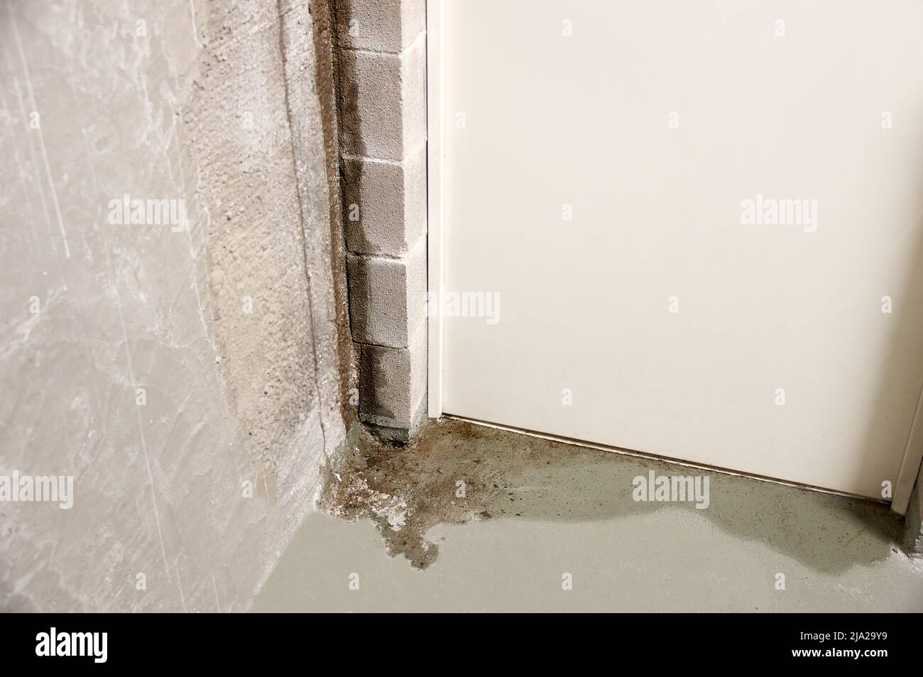 Water damage in basement caused by sewer backflow due to clogged ...