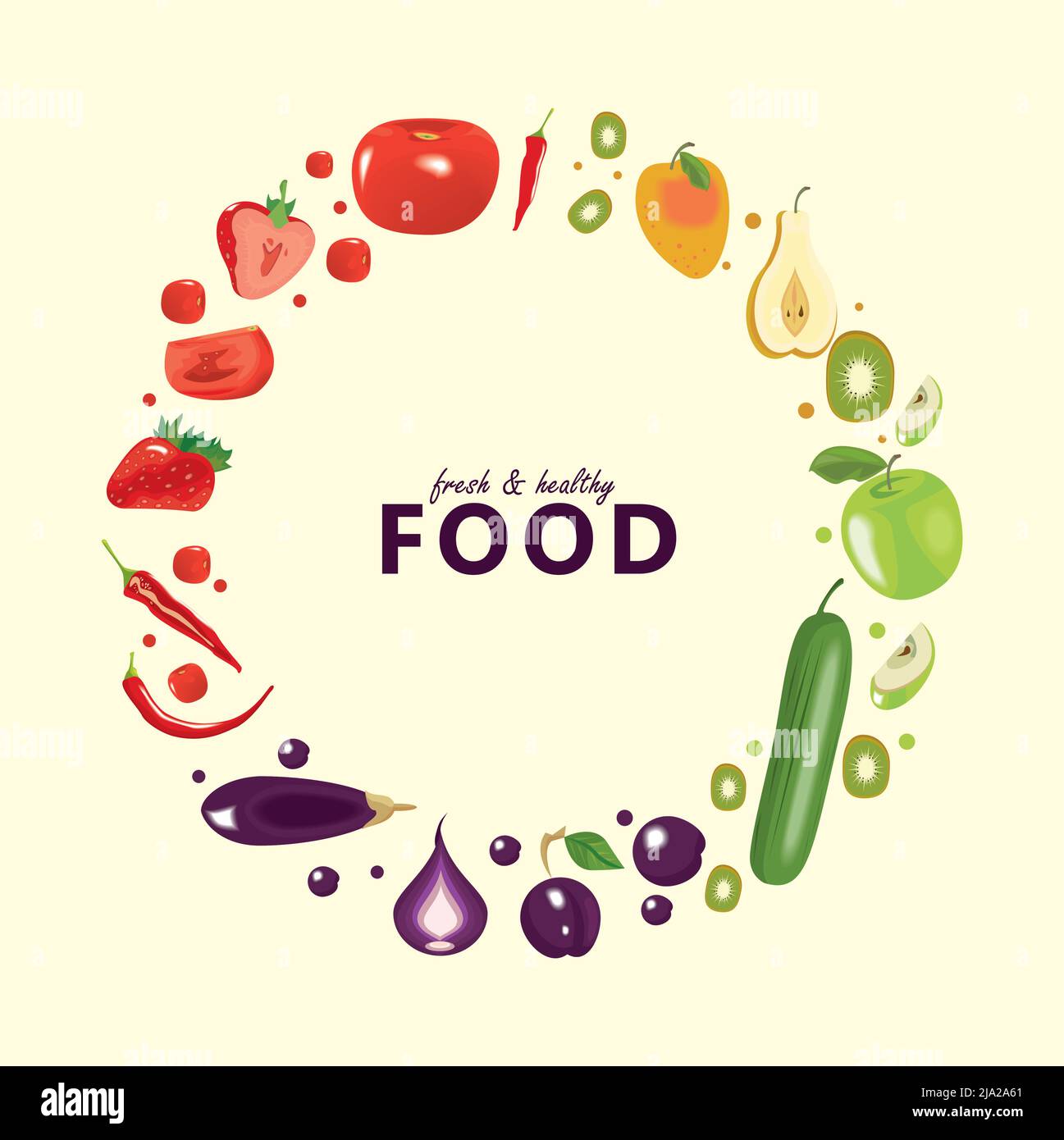healthy food lettering circular frame Stock Vector Image & Art - Alamy