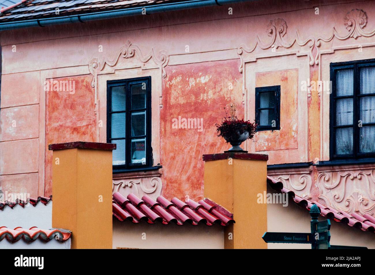 Baroque style window pediments in Kutná Hora, Czech Republic Stock ...