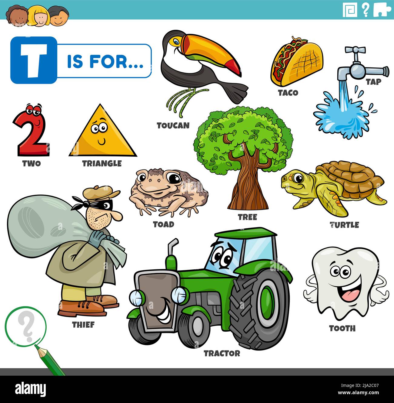 educational cartoon illustration for children with comic characters and ...