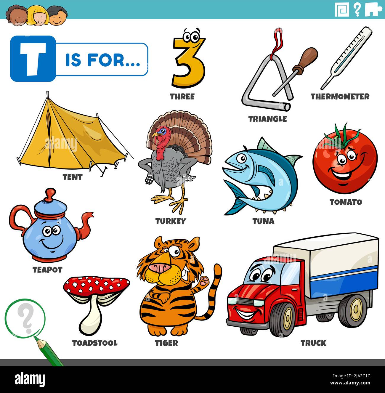 educational cartoon illustration for children with comic characters and ...