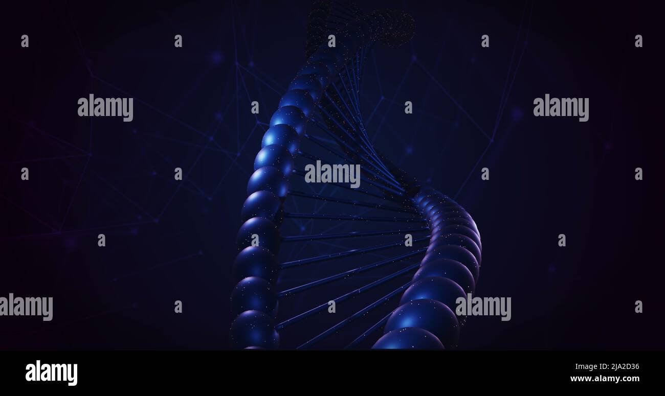 Image of macro of blue 3d dna strand spinning Stock Photo - Alamy