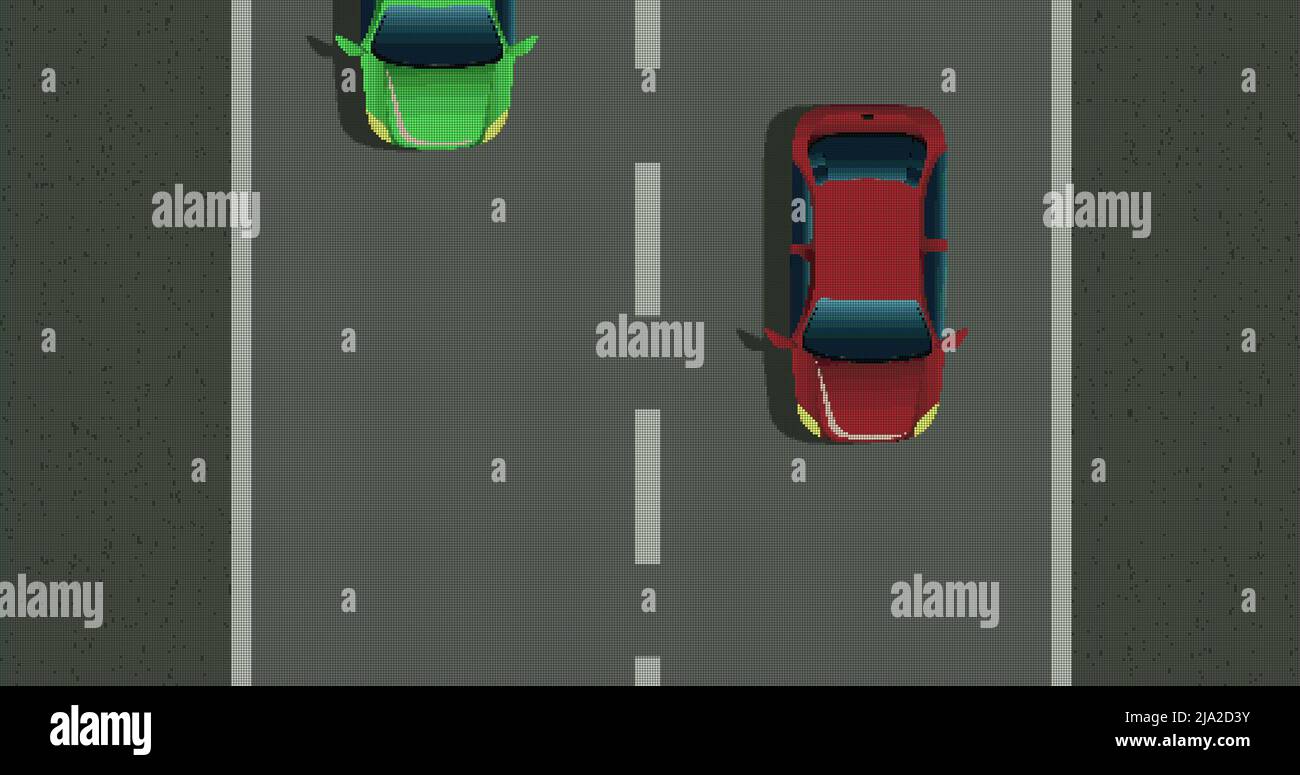 Image of image game screen with cars racing on moving street Stock ...