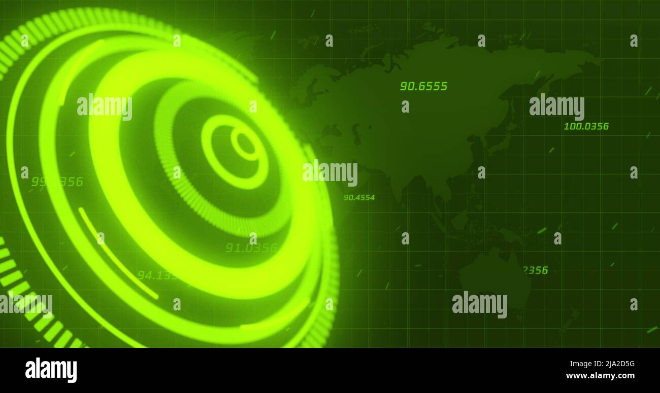 Image of processing circle over green background with world map Stock ...