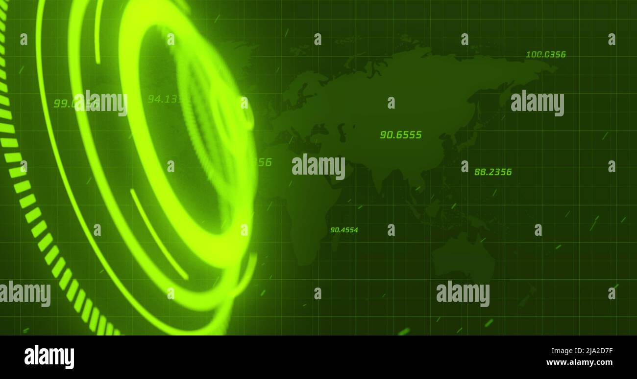 Image of processing circle over green background with world map Stock ...