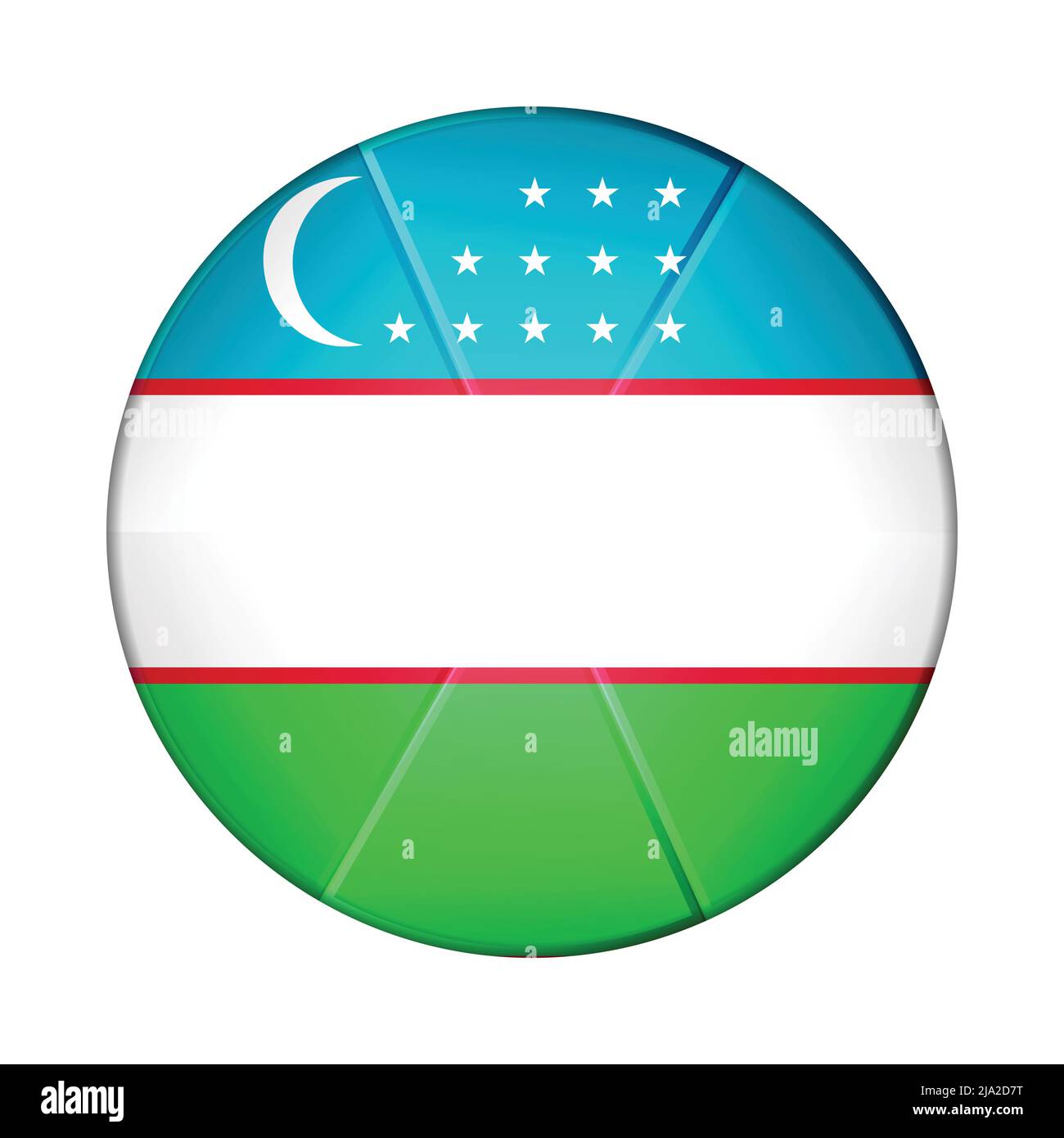 Round icon with flag of Uzbekistan. Glass light ball, sticker, sphere ...