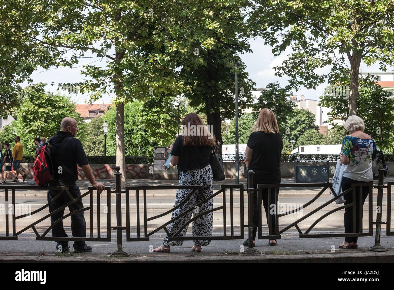 Picture of a sign of a bus stop of the Belgrade public transportation ...