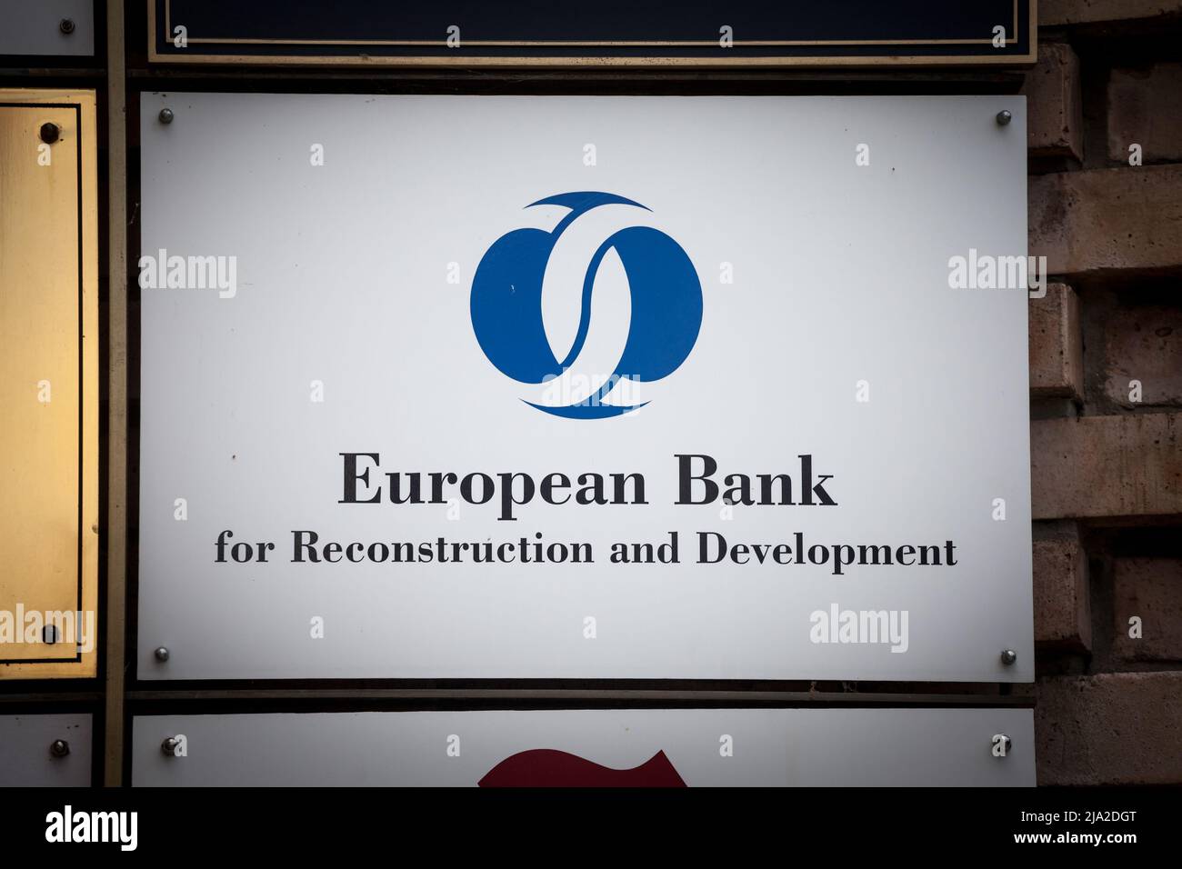 European bank for reconstruction and development sign hi-res stock ...
