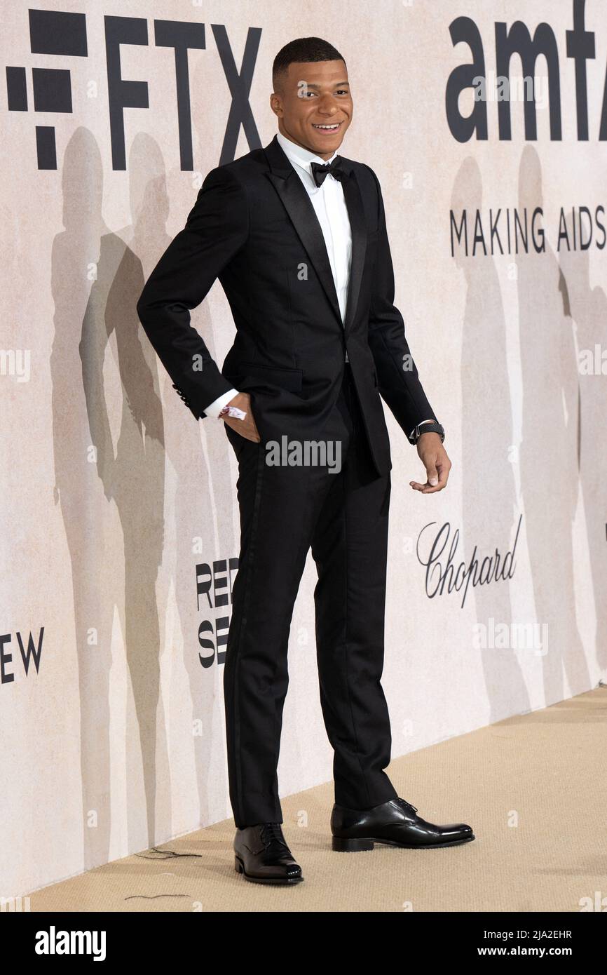 Kylian Mbappe attends the amfAR Cannes Gala 2022 at Hotel du Cap-Eden ...