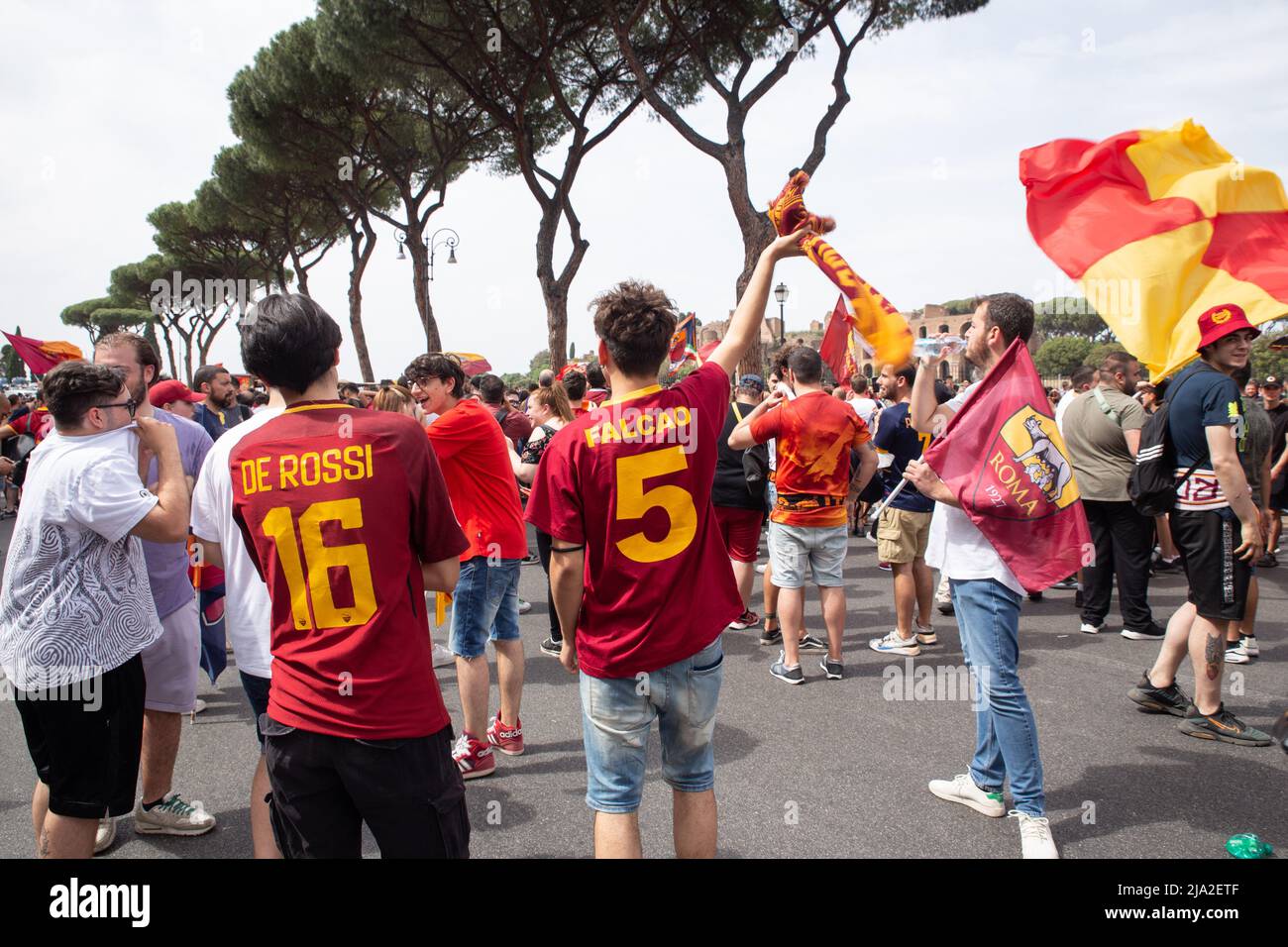 Rome, Italy. 26th May, 2022. AS Roma fans celebrate AS Roma's ...
