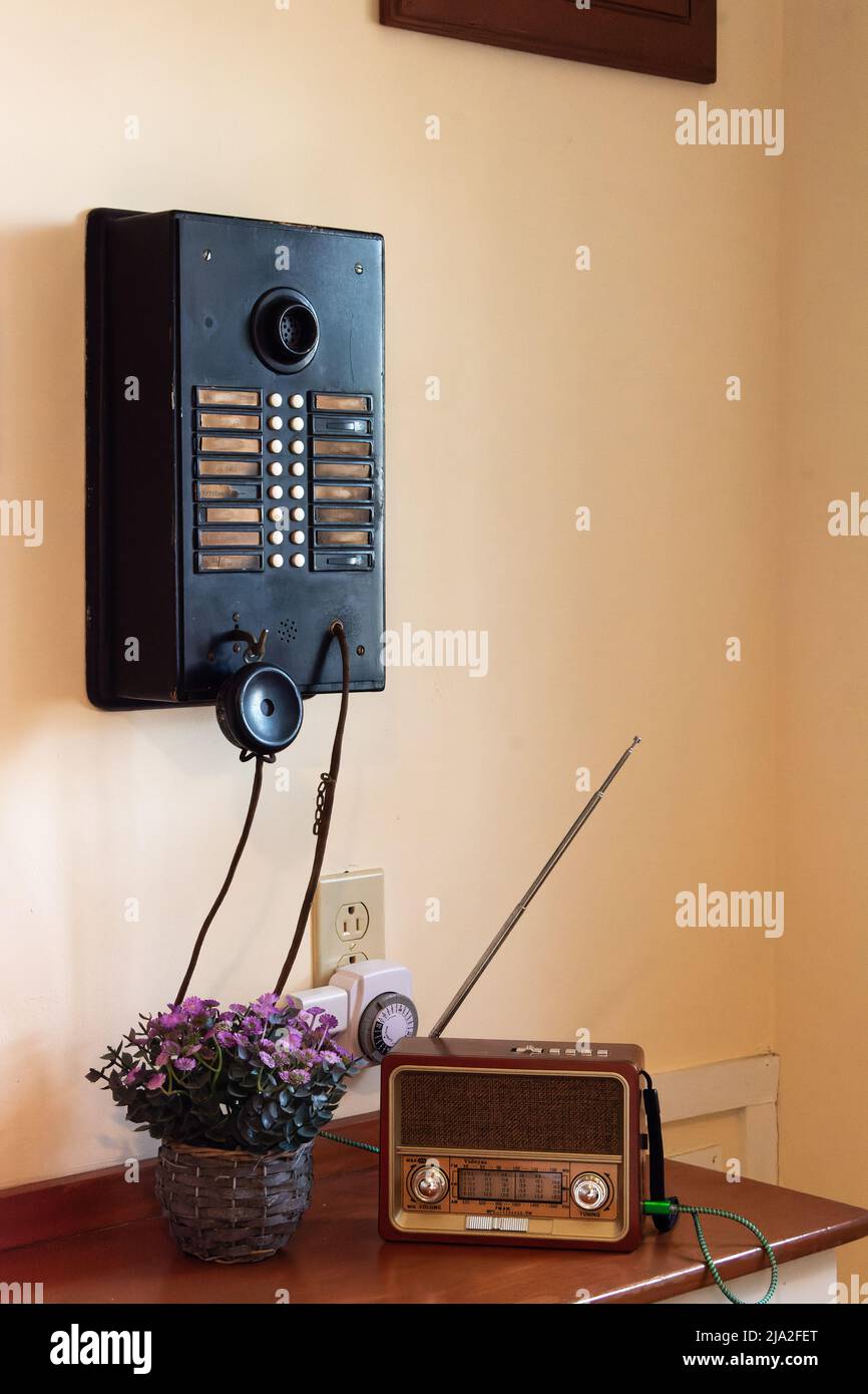Vintage intercom and radio on counter in the state of the art mid ...