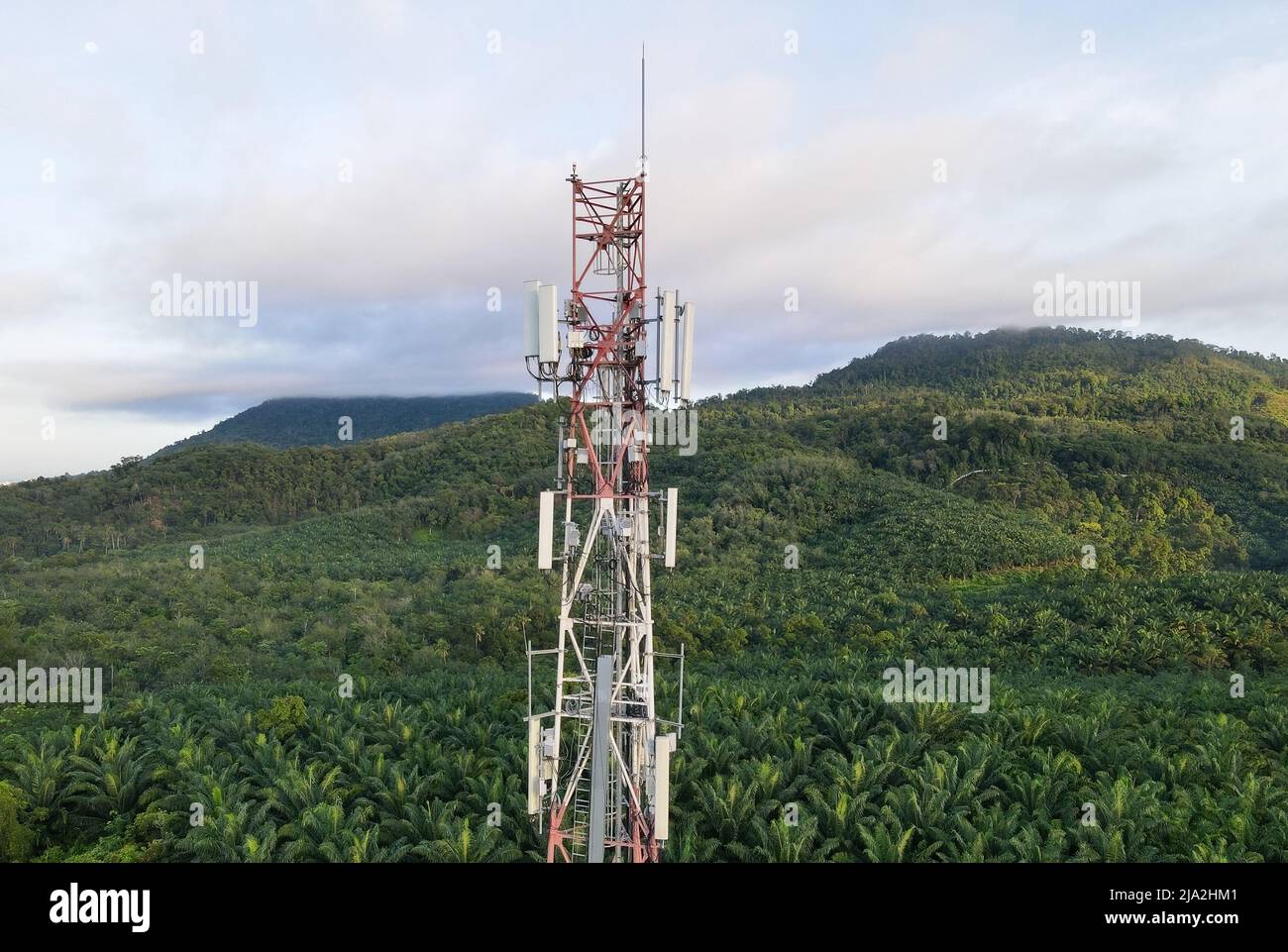 Aerial view 4G, 5G telecommunication tower Stock Photo - Alamy