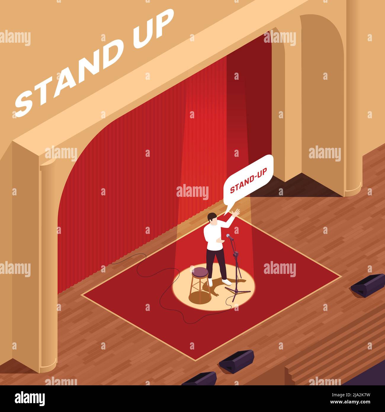 TV show and media isometric background with stand up symbols vector ...