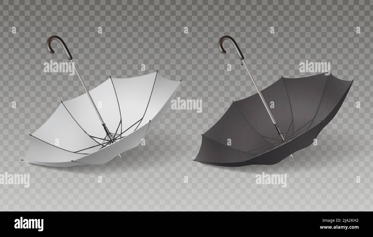 Two isolated realistic umbrella icon set umbrella canes opened and ...