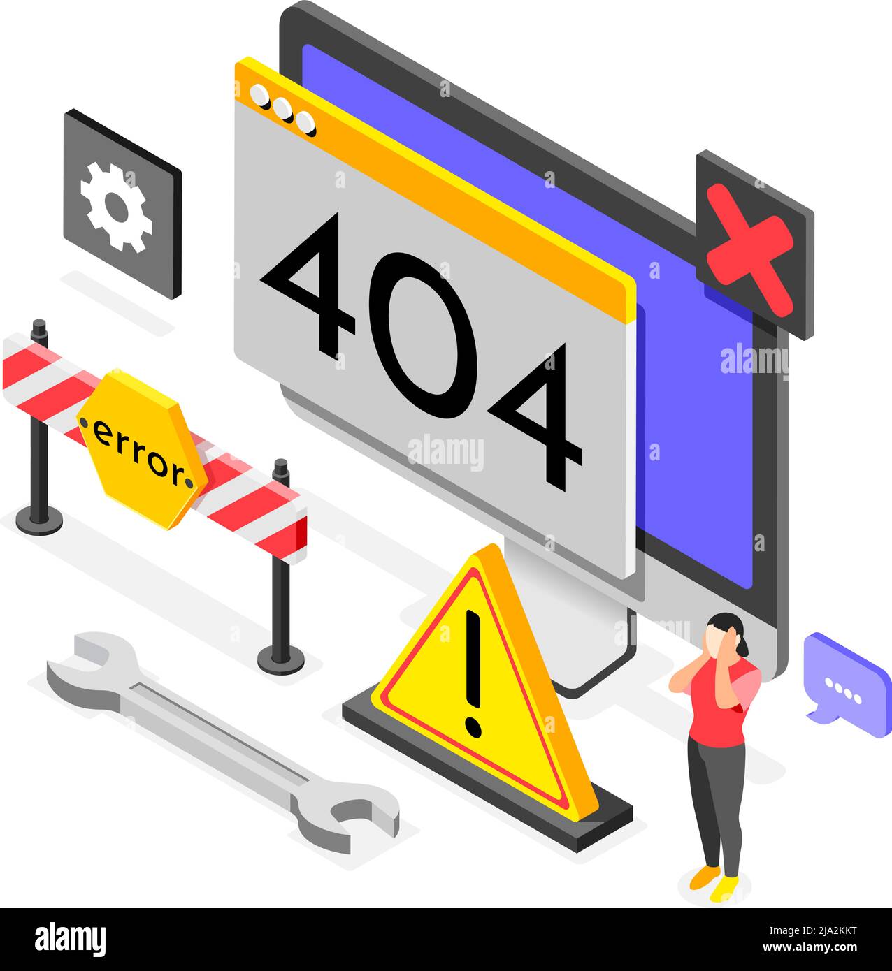 Error colored isometric composition signs tools and materials for ...