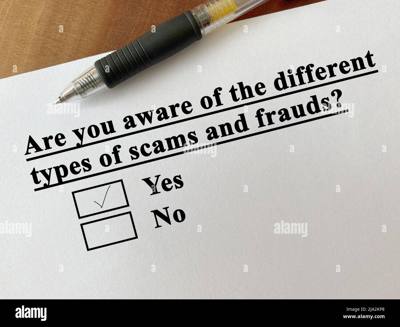 One person is answering question about scam and fraud. He awares of the ...