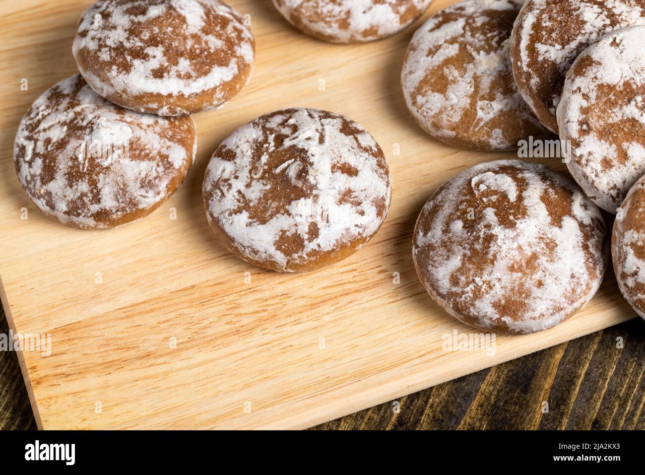 chocolate gingerbread with ginger flavor on the table, a large number ...