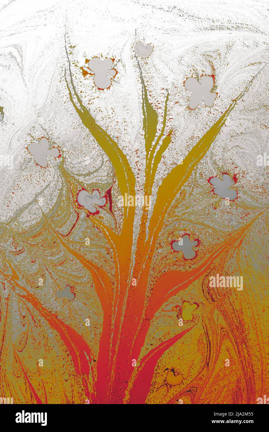 Creative ebru art background with abstract paint. Marbling texture ...