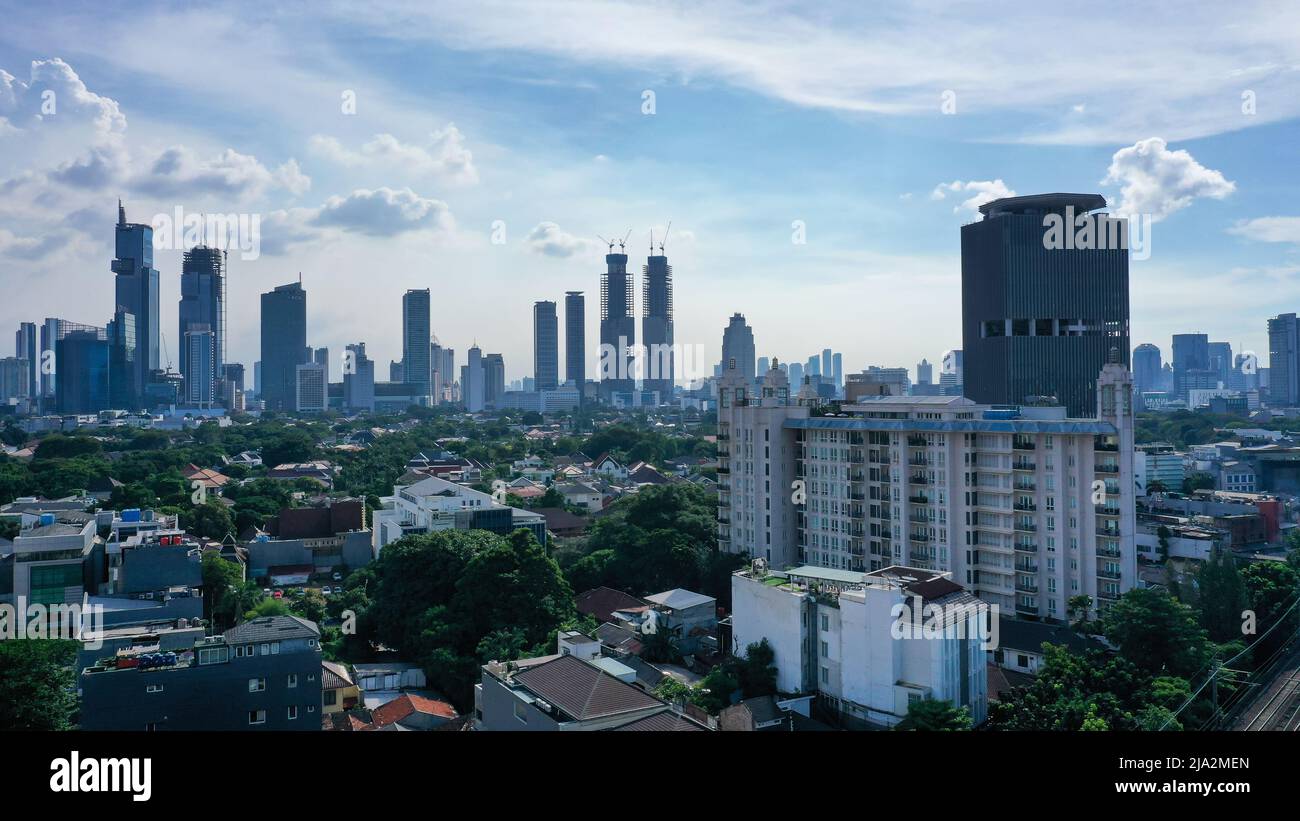 Aerial view of office buildings in the South Central Business district of Jakarta in Indonesia ...