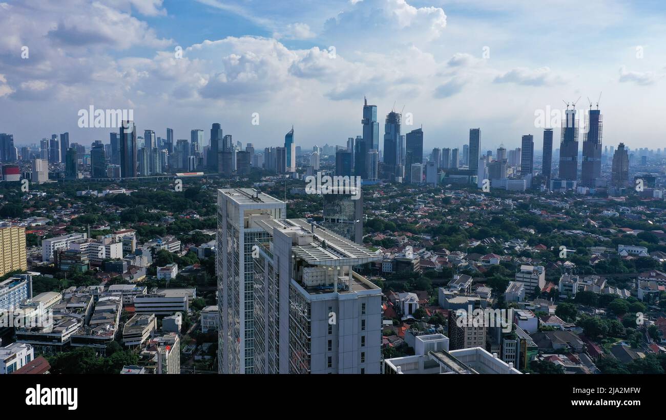 Aerial view of office buildings in the South Central Business district of Jakarta in Indonesia ...