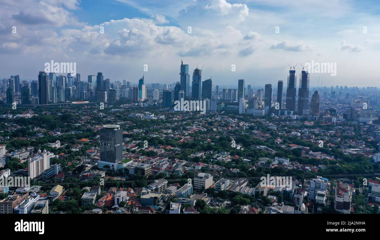 Aerial view of office buildings in the South Central Business district of Jakarta in Indonesia ...