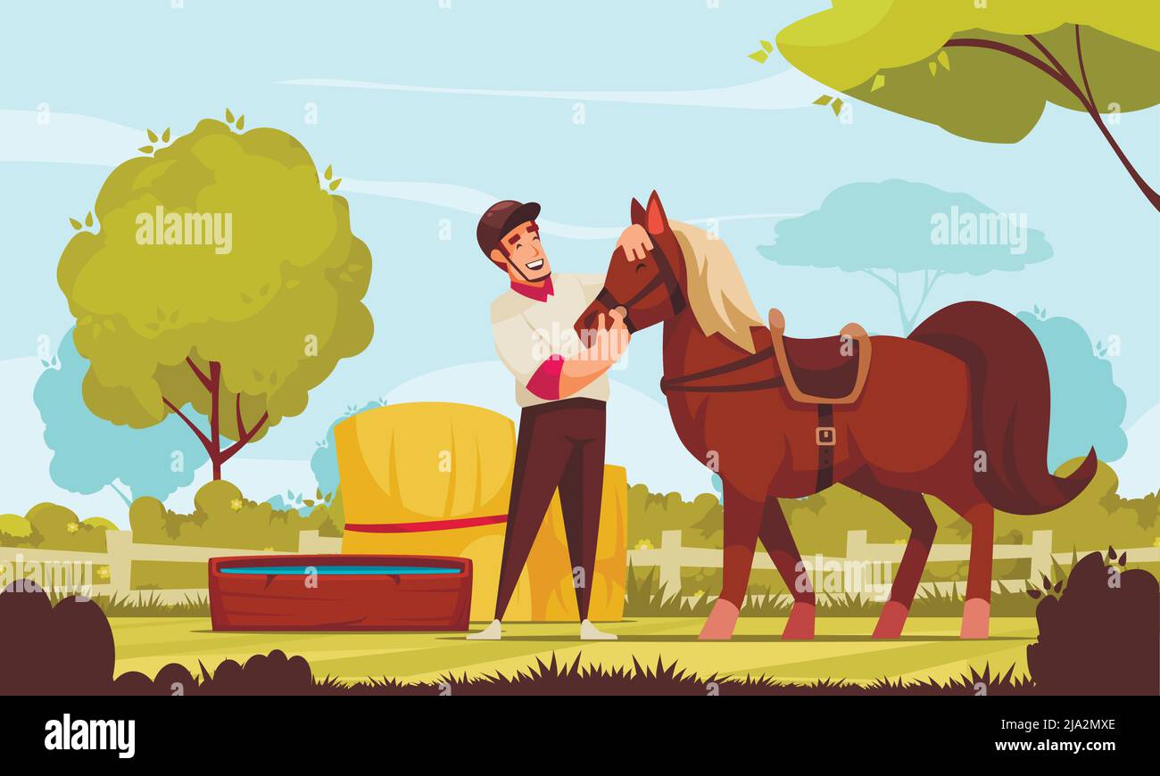 Horse riding background design with sport and equipment symbols flat ...