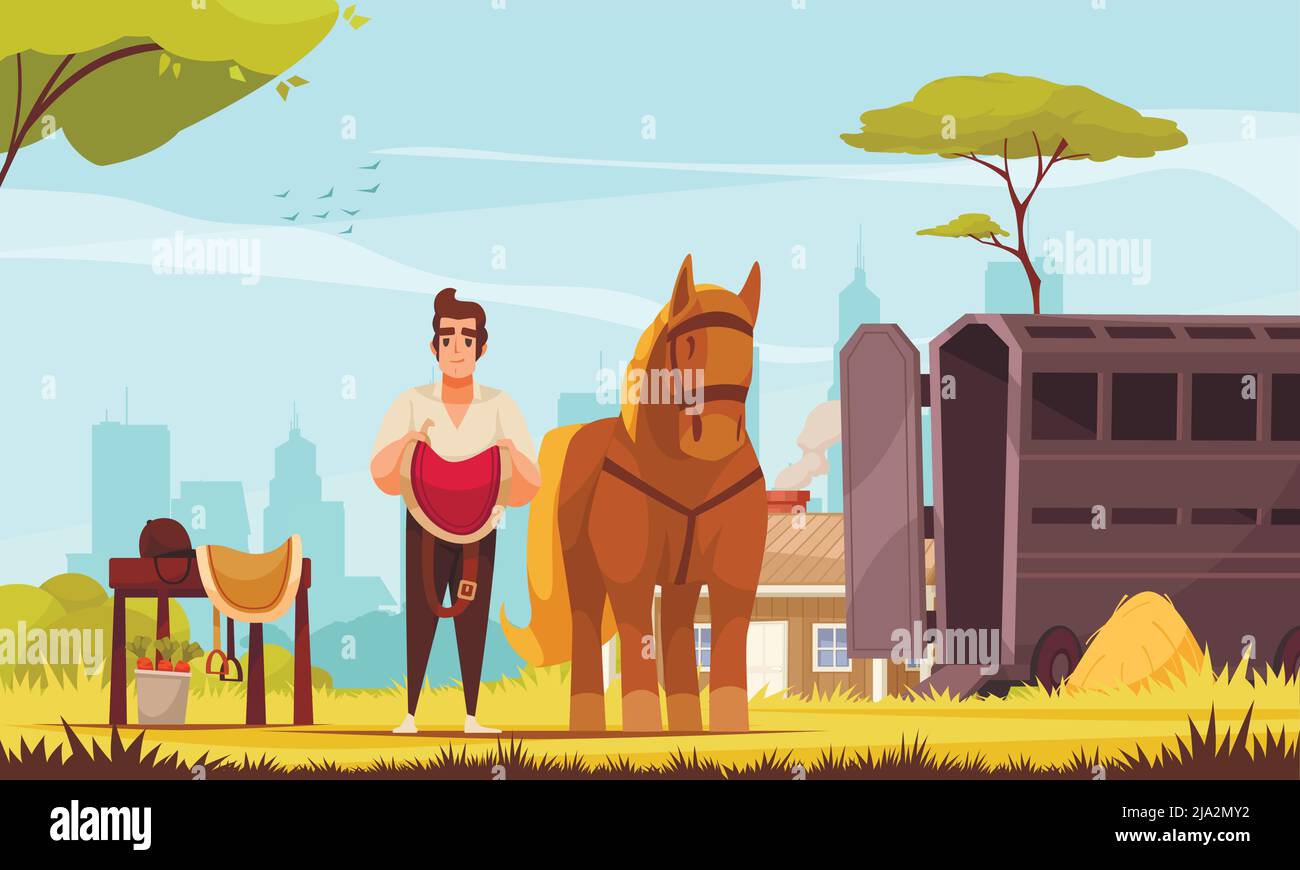 Horse riding background with sport and entertainment symbols flat ...