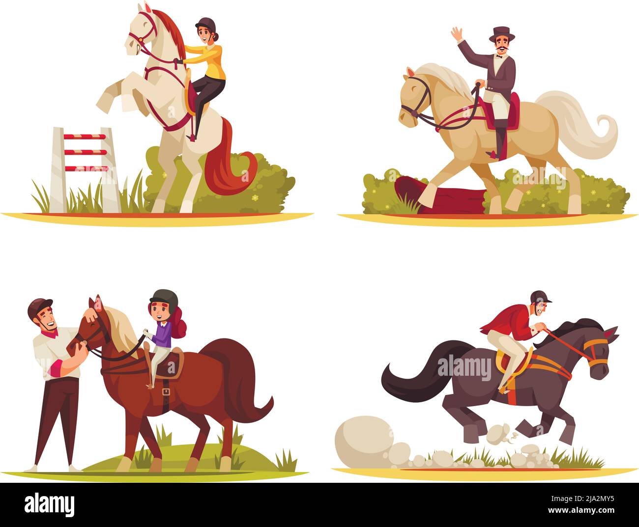 Horse riding design set with sport and training symbols flat isolated ...