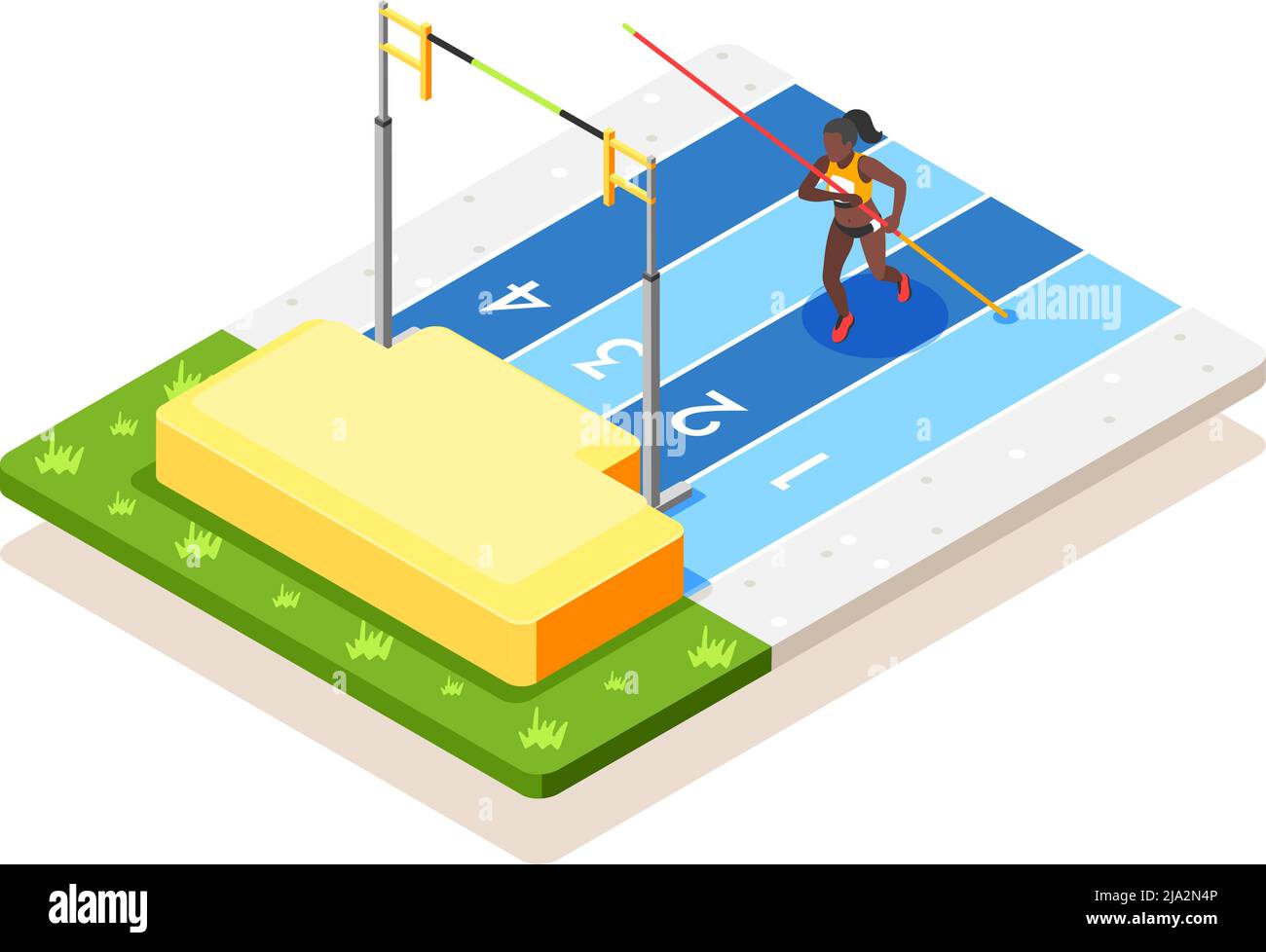 International sport day isometric composition with view of pole jumping ...