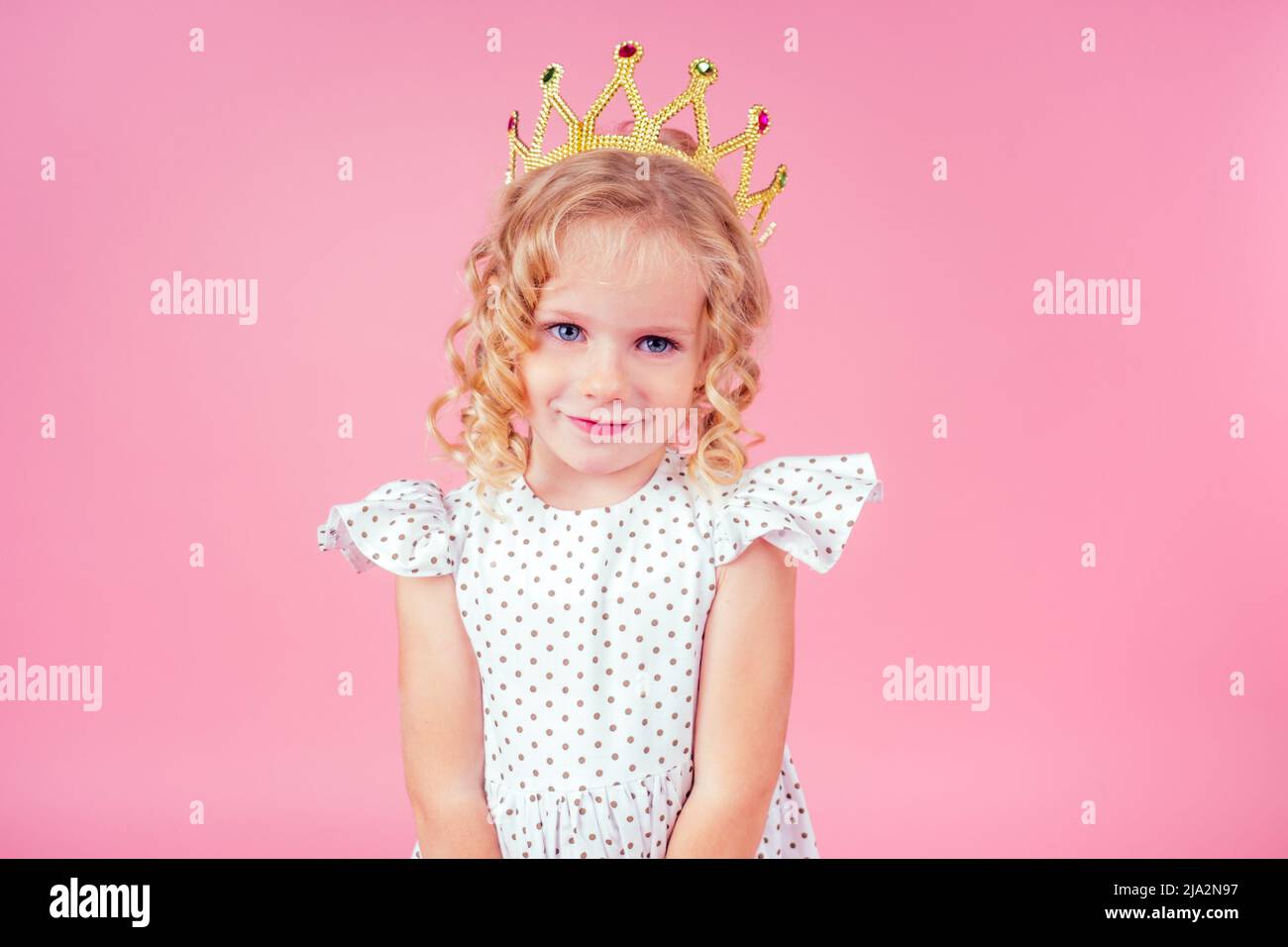 little girl beauty queen blue eyes, curls blonde hairstyle with a tiara ...