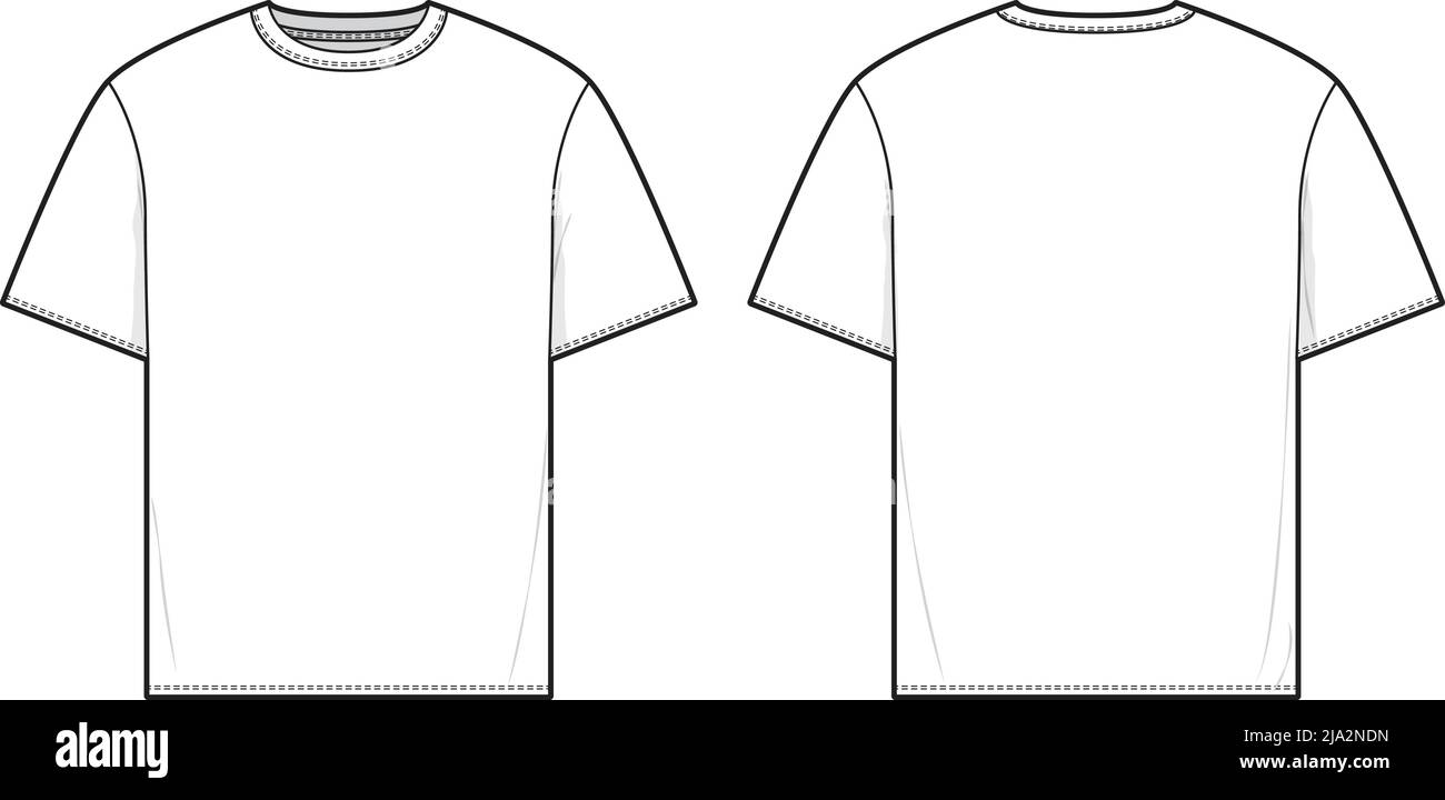 Regular fit t-shirt flat technical drawing illustration short sleeve with binding collar blank ...