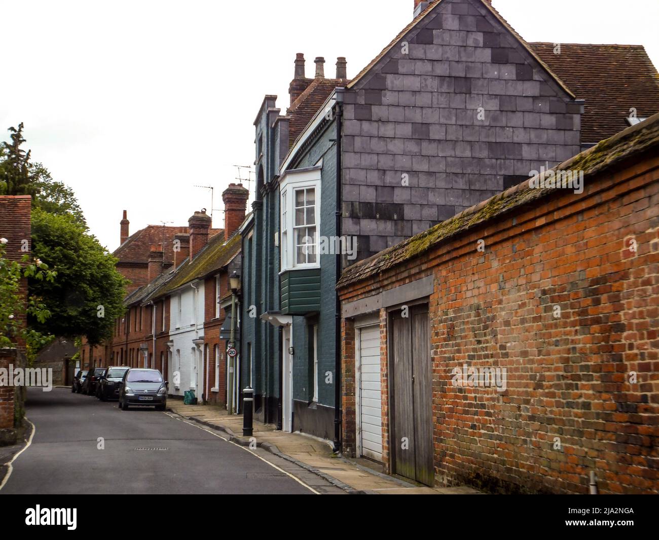A residential side street in a Winchester, Hampshire, England, UK ...