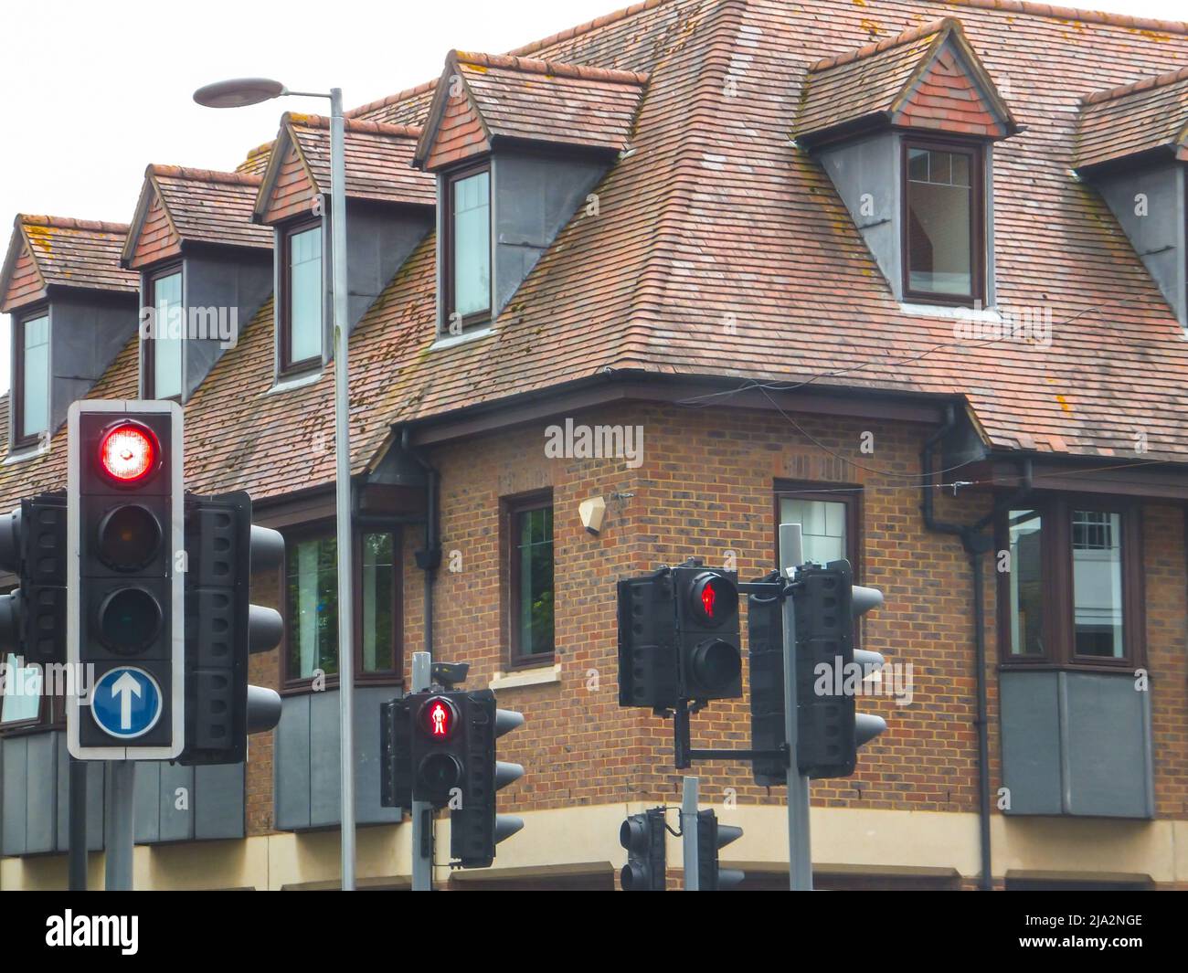These red lights control traffic in Winchester, Hampshire, England, UK ...