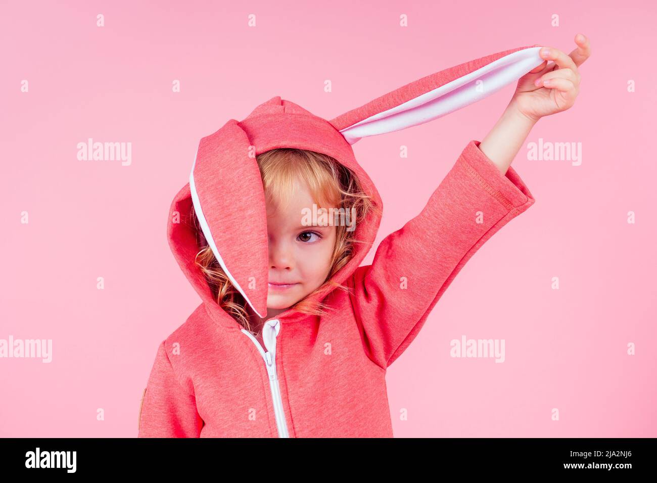 beautiful charming little girl curly blonde hairstyle wearing red ...