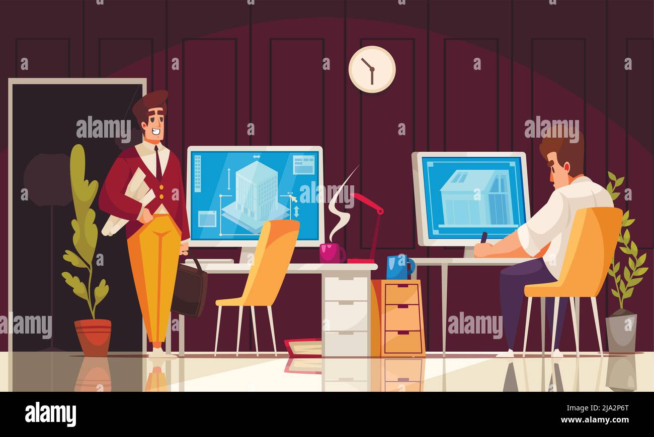 Professional architect working on project and customer person who ...