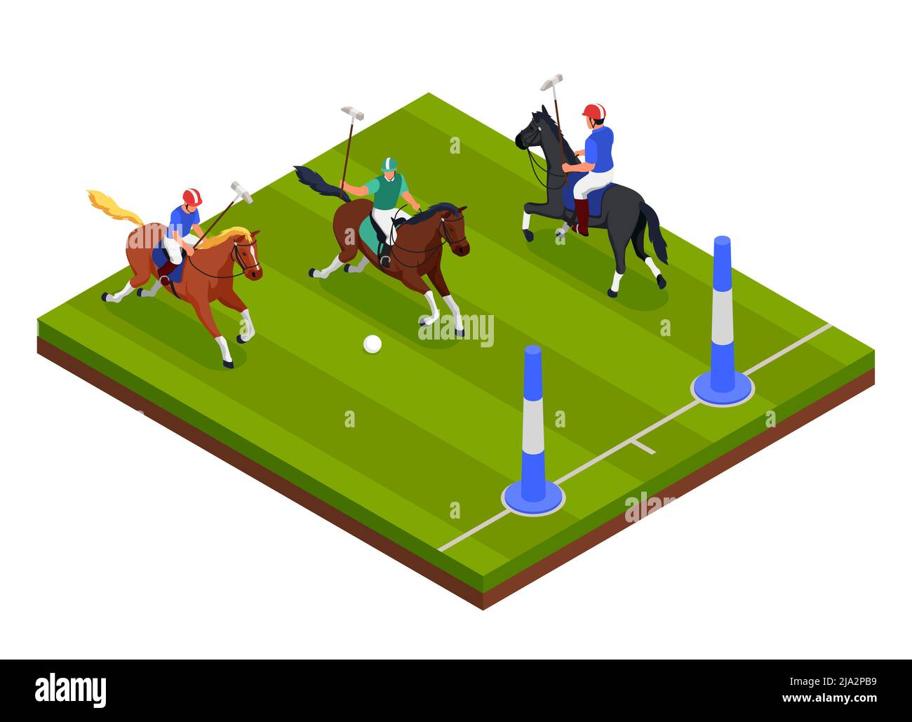Equestrian sport concept with polo game symbols isometric vector ...