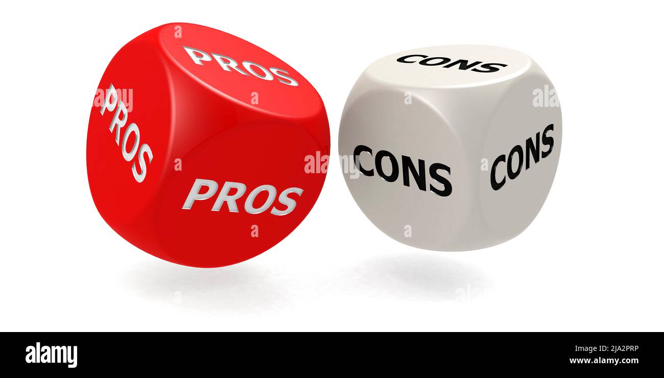 Pros and cons dice isolated, 3d rendering Stock Photo - Alamy