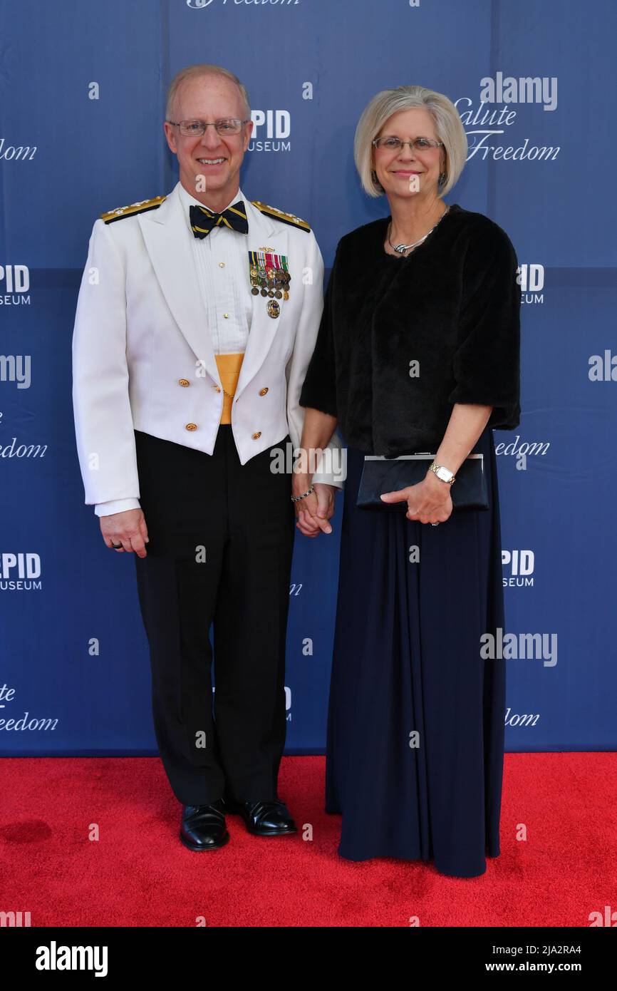 Admiral Daryl Caudle (L) attends the 2022 Intrepid Sea, Air & Space ...