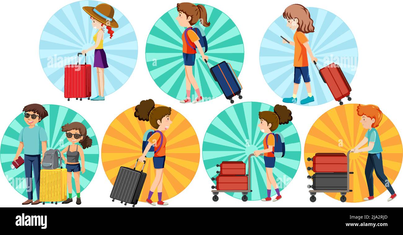 Different tourist simple characters set illustration Stock Vector Image ...