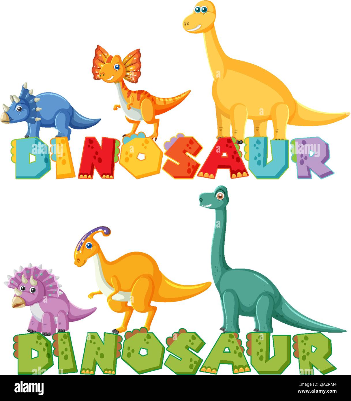 Cute dinosaur group with dinosaur word logo illustration Stock Vector ...