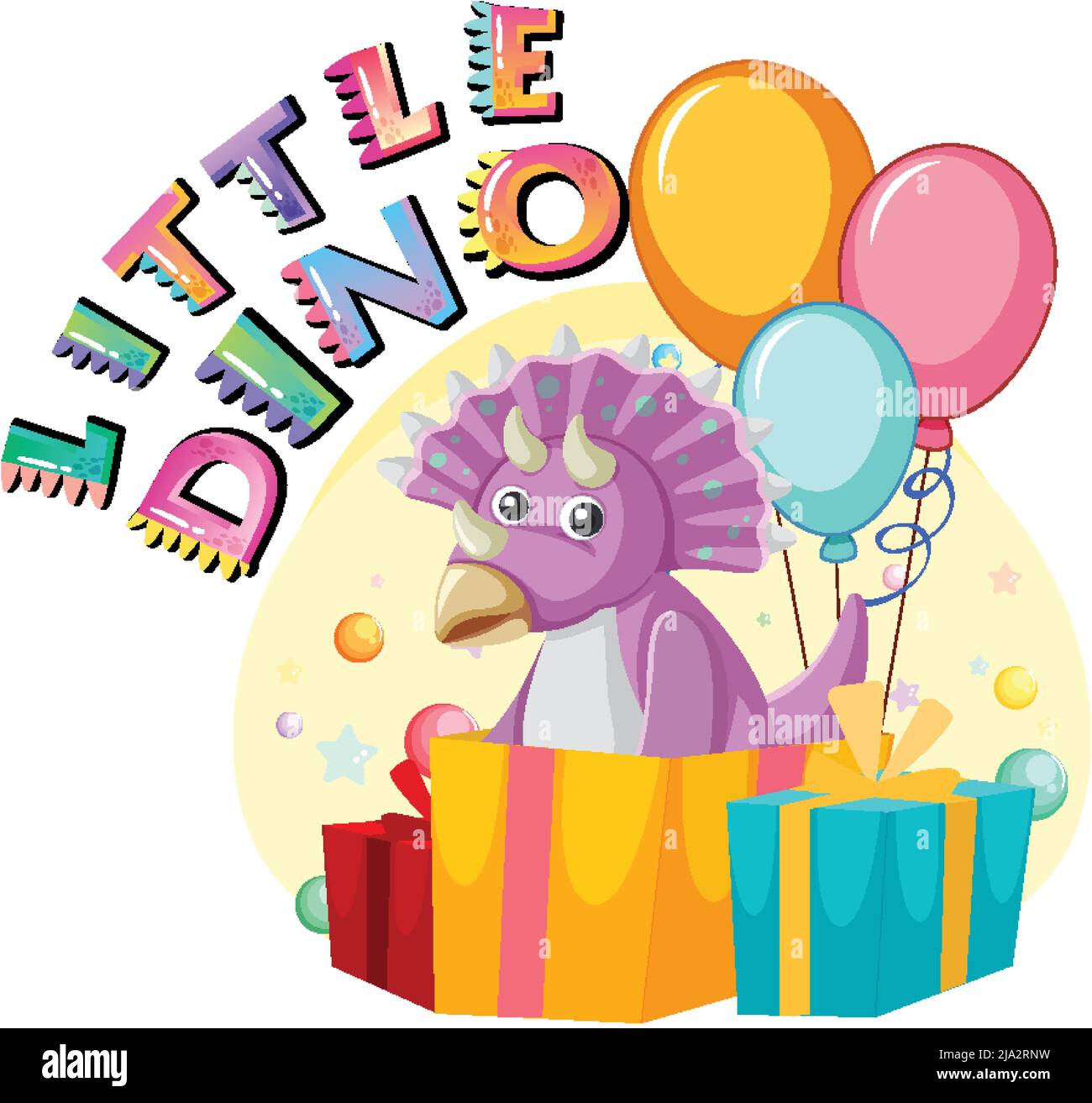 Little cute dinosaur cartoon in party theme illustration Stock Vector ...