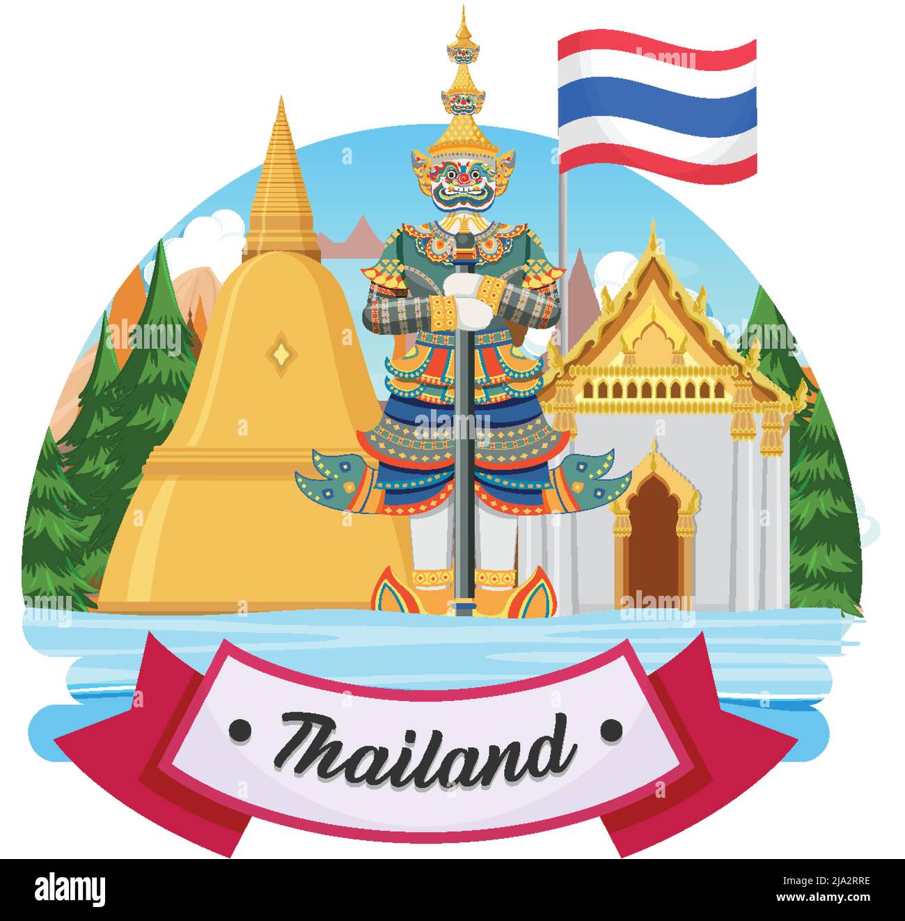 Bangkok Thailand Landmark Logo Banner illustration Stock Vector Image ...