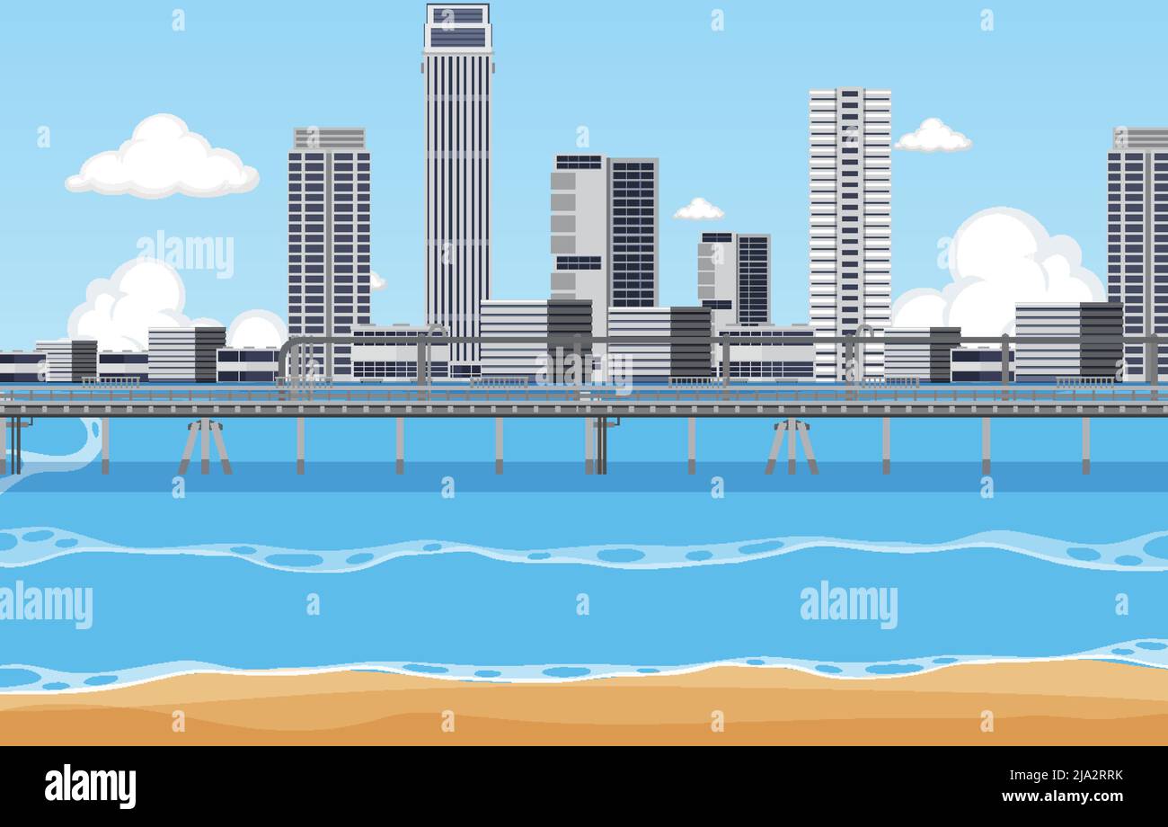 Beach city at daytime scene illustration Stock Vector Image & Art - Alamy