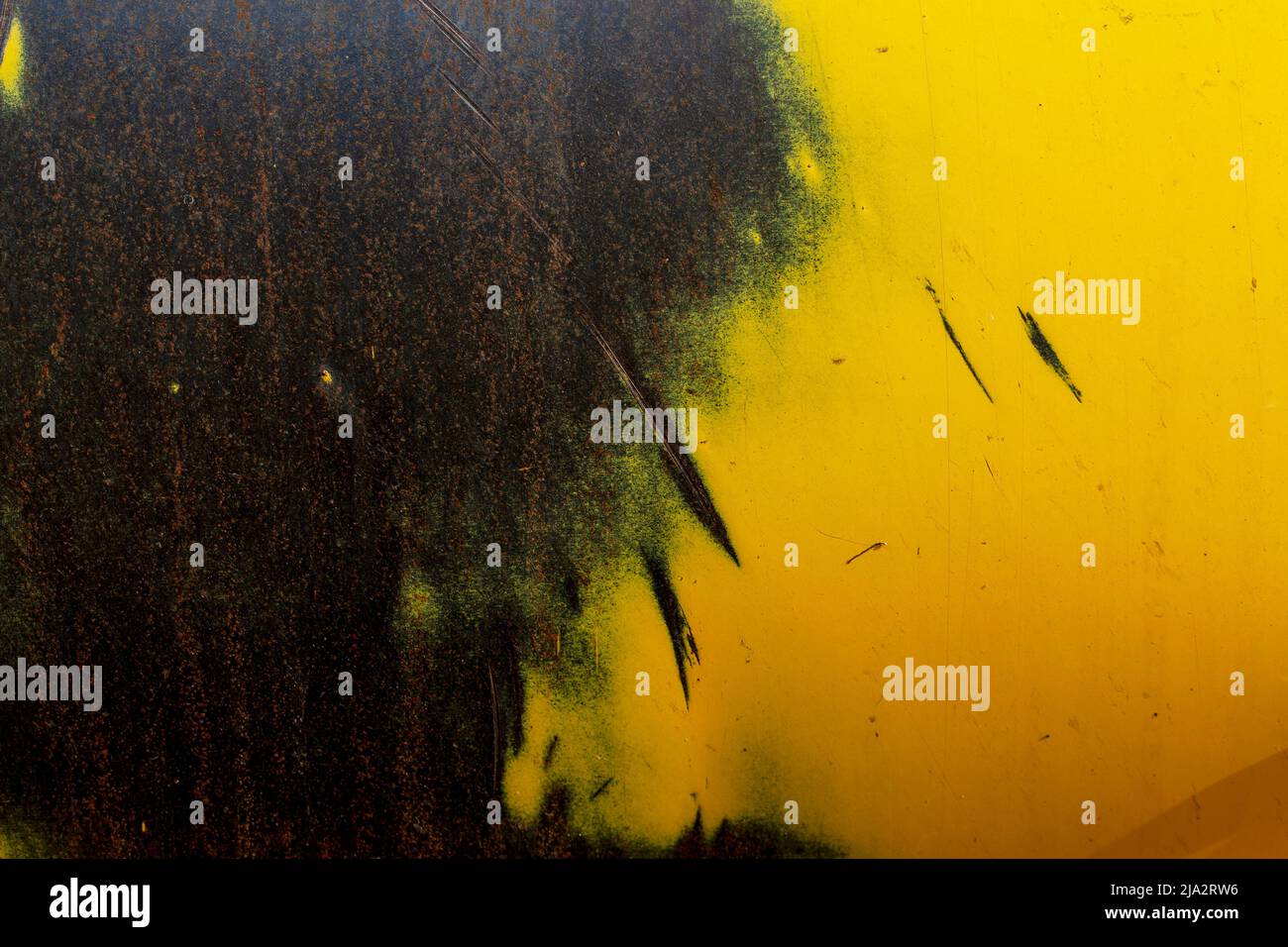 metal surface with paint worn off from work, part of the plow for ...